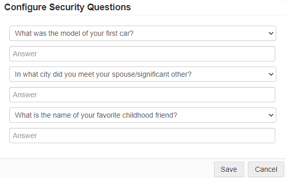 Configuring security question for MFA